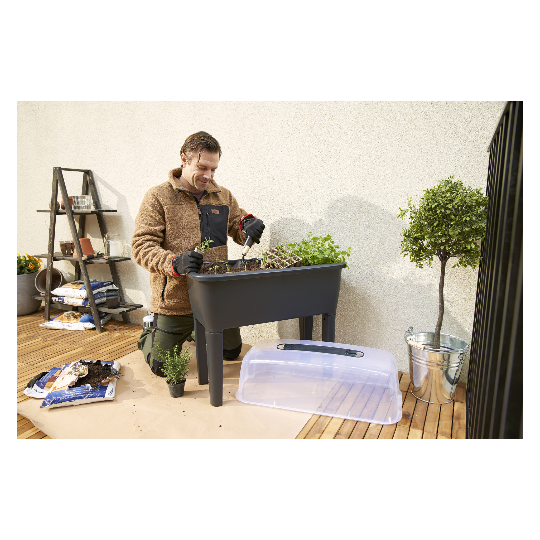Hochbeet mit Deckel 52 l 77x82x39 cm | Hard Head | Jula