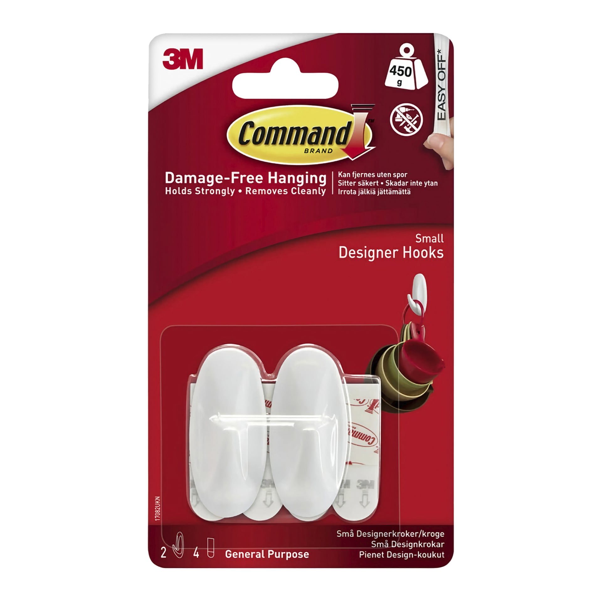 Självhäftande krokar 2-pk Small 450 g | Command Design | Jula