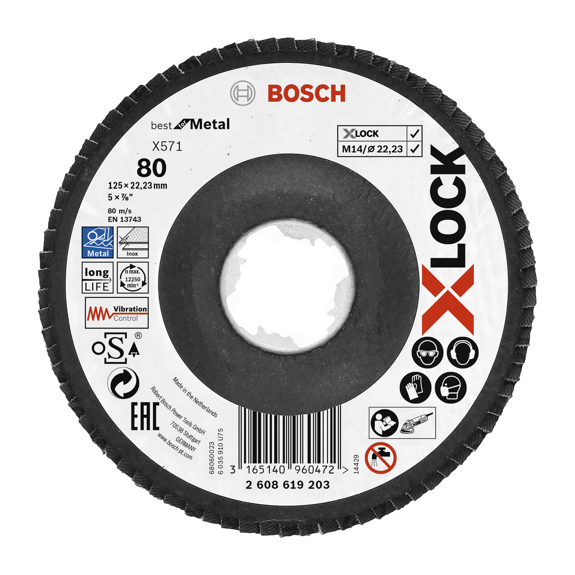 Lamellrondell 125 mm K80 | Bosch Pro X-LOCK X571 Best for Metal | Jula